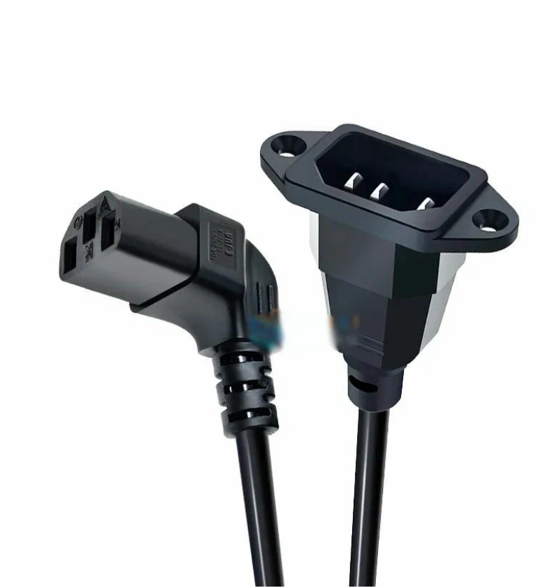 Удлинитель IEC320 C14 - C13 C14 с отверстиями для винтов и C13 Angled длиной 60 см H05VV-F 3G
