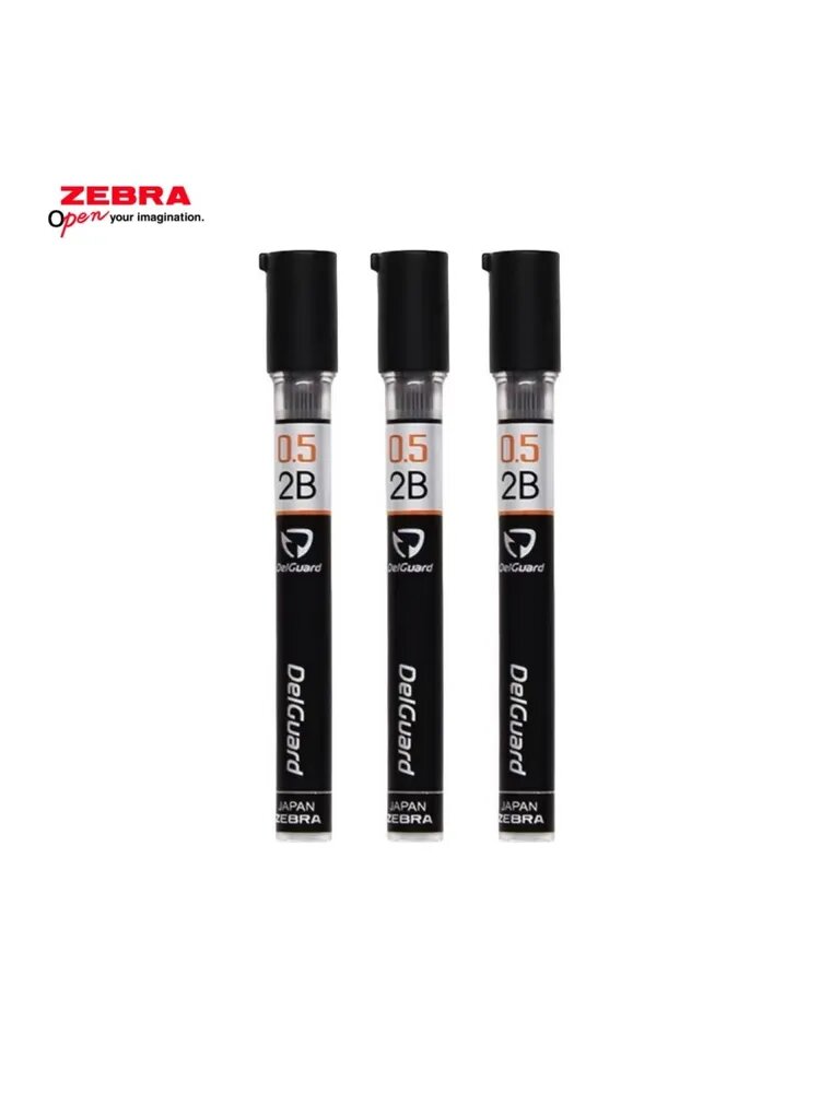 Zebra Грифель для карандаша 0.5 мм, твердость: 2B (2 Мягкий), 3 шт.