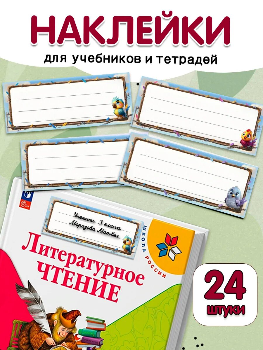Наклейки на тетради и учебники для подписи школьные