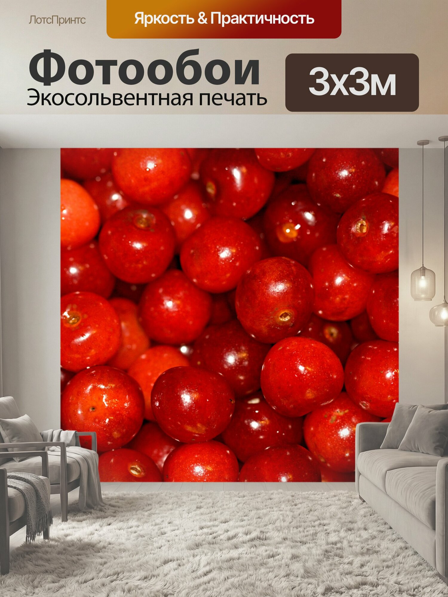 Фотообои "Вишни готова к использованию Вишни ждут вас вишни продуктов питания сезона дикая природа" 300x300 см. экосольвентная печать