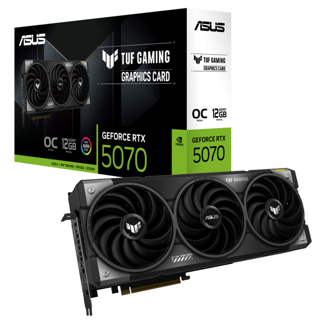ASUS TUF Gaming TUF-RTX5070-O12G-GAMING (GeForce® RTX 5070) 12 Гб, GDDR7, 192 бита, PCI Express, 3xDP,2xHDMI