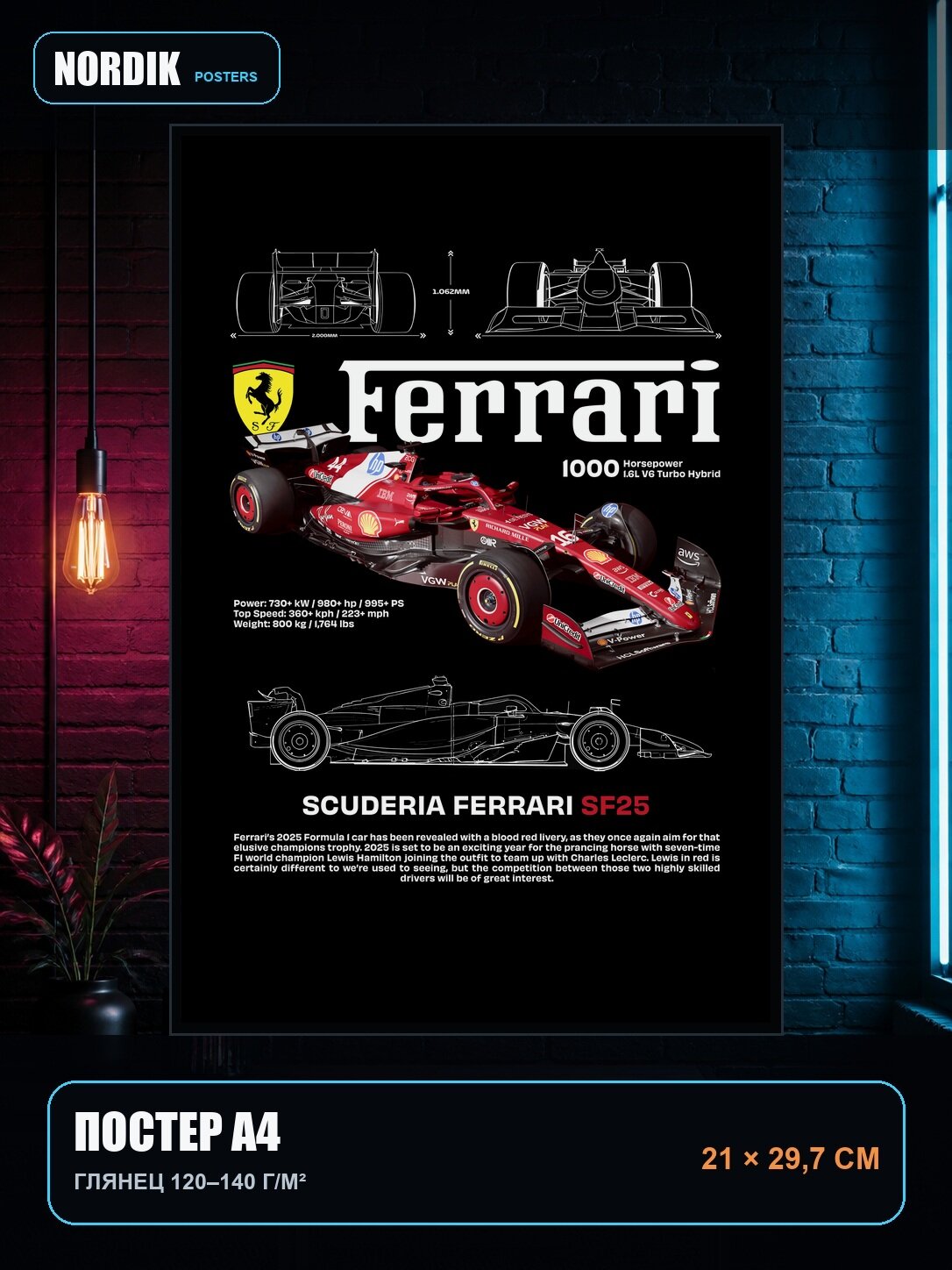 Постер Формула 1 Ferrari SF25 A4