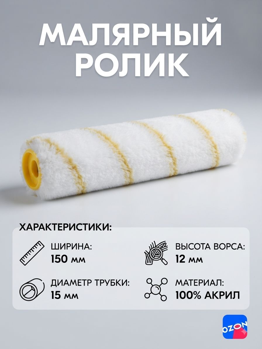 Сменный ролик малярный 200мм, высота ворса 12мм