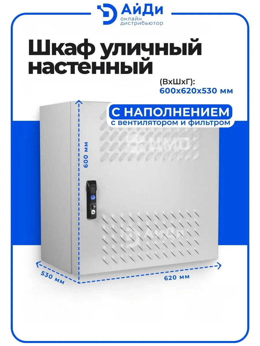 Шкаф уличный всепогодный укомплектованный настенный ЦМО ШТВ-Н, IP55, 12U, цвет: серый