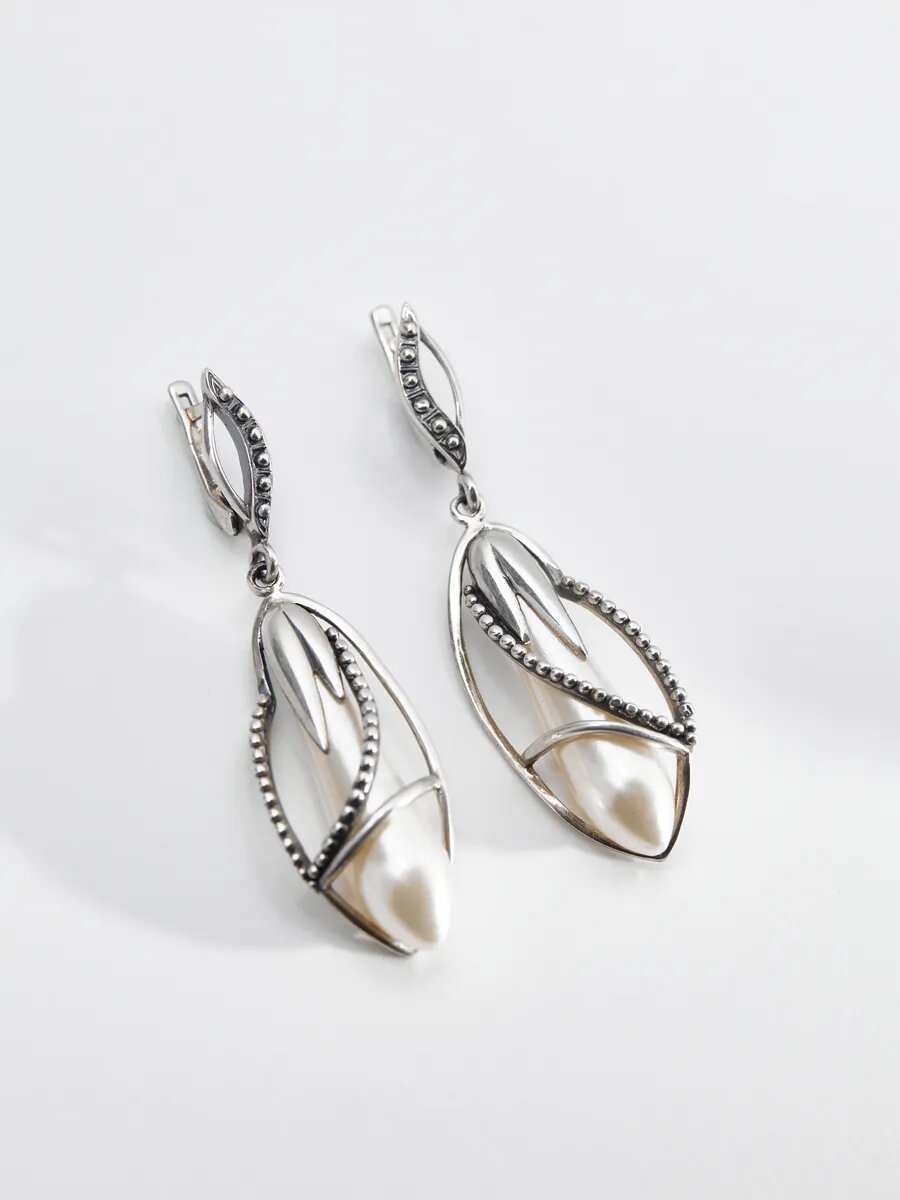Серьги БРЮС, серебро, 925 проба