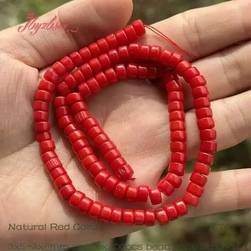 Бусины из коралла jbyzbsm 15 дюймов Красный, Button red 4x6mm