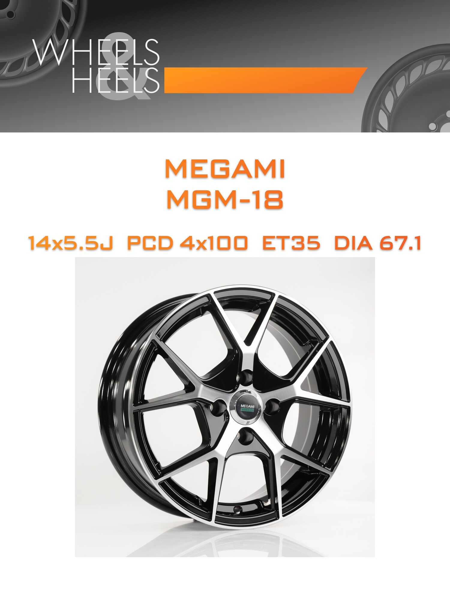Диск автомобильный литой Megami MGM-18 14x5.5 4x100 et35 dia67.1 bkf