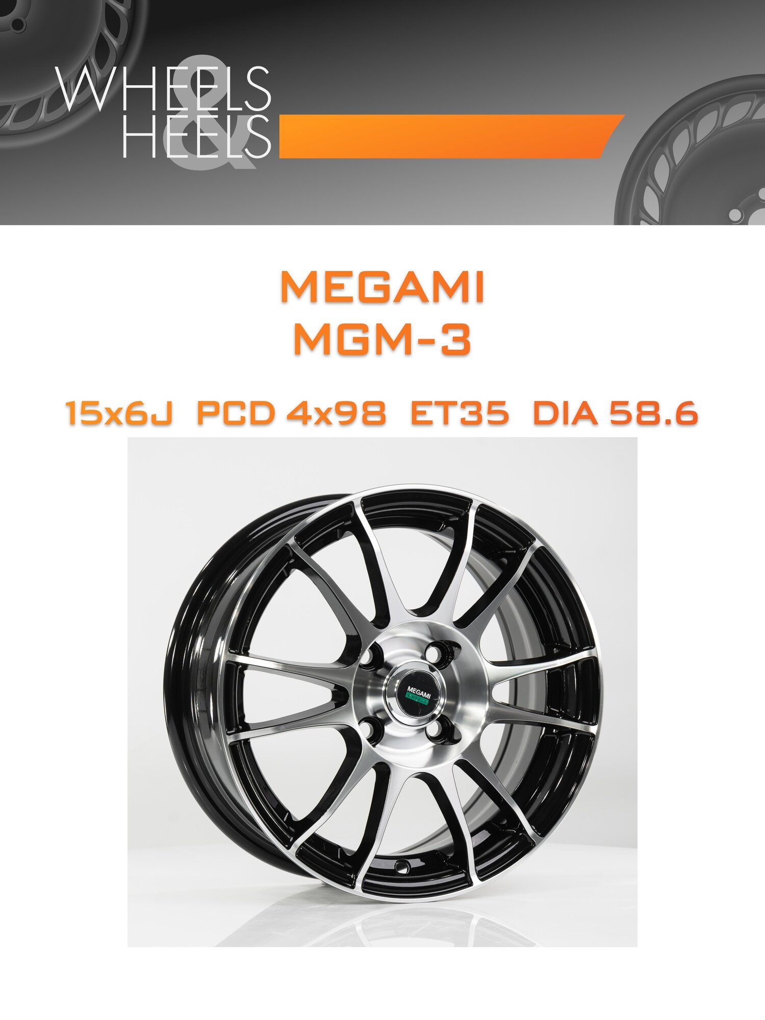 Диск автомобильный литой Megami MGM-3 15x6 4x98 et35 dia58.6 bkf