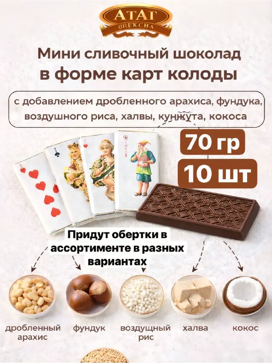 Мини шоколадки колода карт 10шт