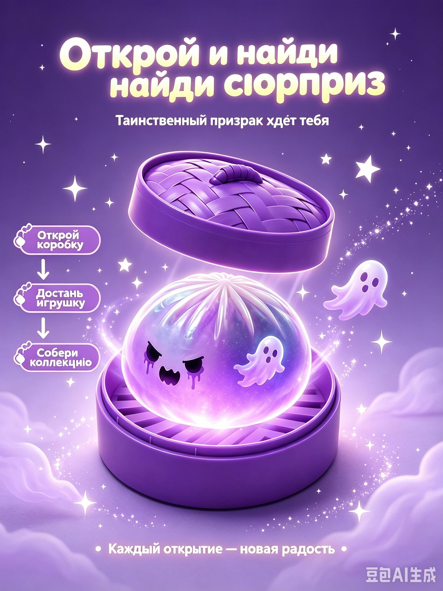 Игрушка сюрприз Пельмень Призрак фиолетовый размер 8.5*3*3 CM