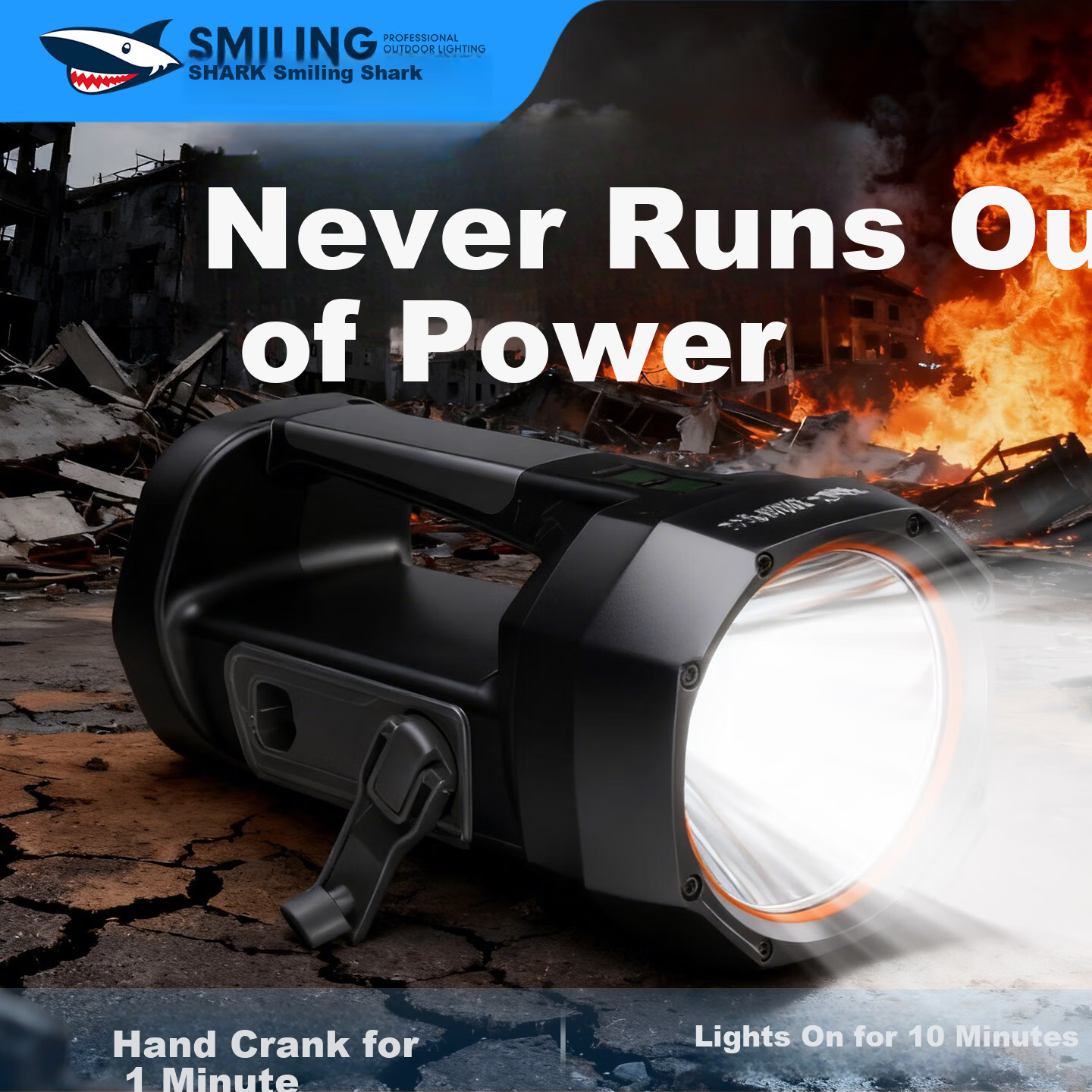 Светильник-фонарь Smile Shark 5253 с ручным генератором и солнечной зарядкой для экстренной спасательной работы с