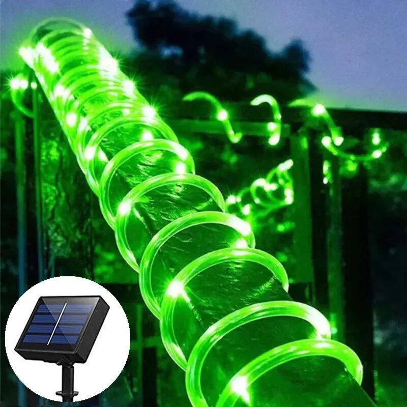 Солнечные гибкие светодиодные гирлянды 5/10/20 м Зеленый, Green, 20M 200LED-Solar