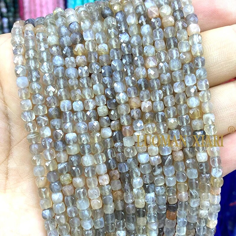 Натуральные каменные бусины LUOMAN XIARI 4-5 мм Коричневый, 4-5mm 39-41pcs, mix moonstone 2A