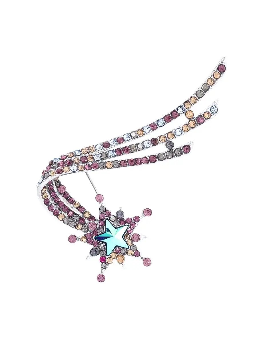 Брошь Русь Великая, кристаллы Swarovski, розовый/серебристый — фото 1