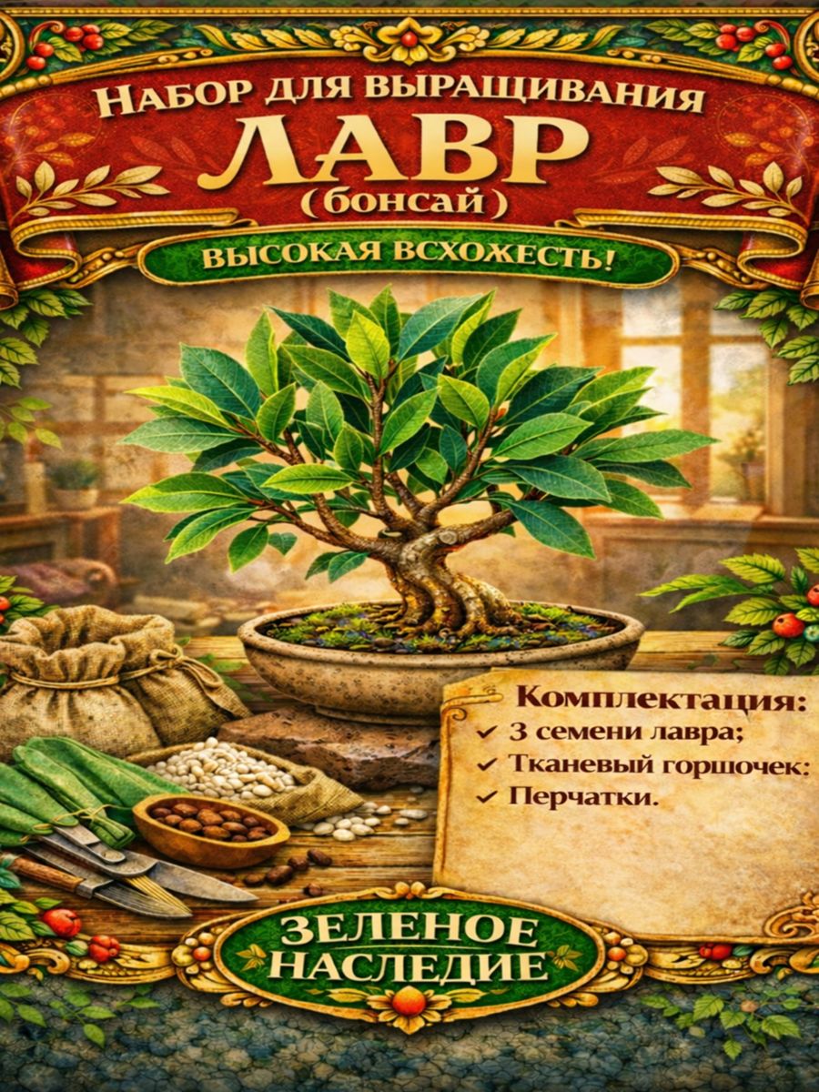 Набор для выращивания Лавр (бонсай) / Подарок для юного садовода
