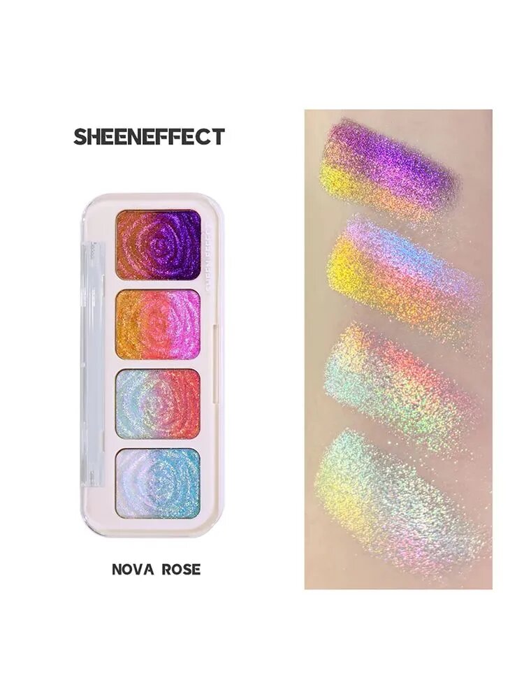 Тени для век SheenEffect,4 оттенка, хамелеон,4 г - NOVA ROSE