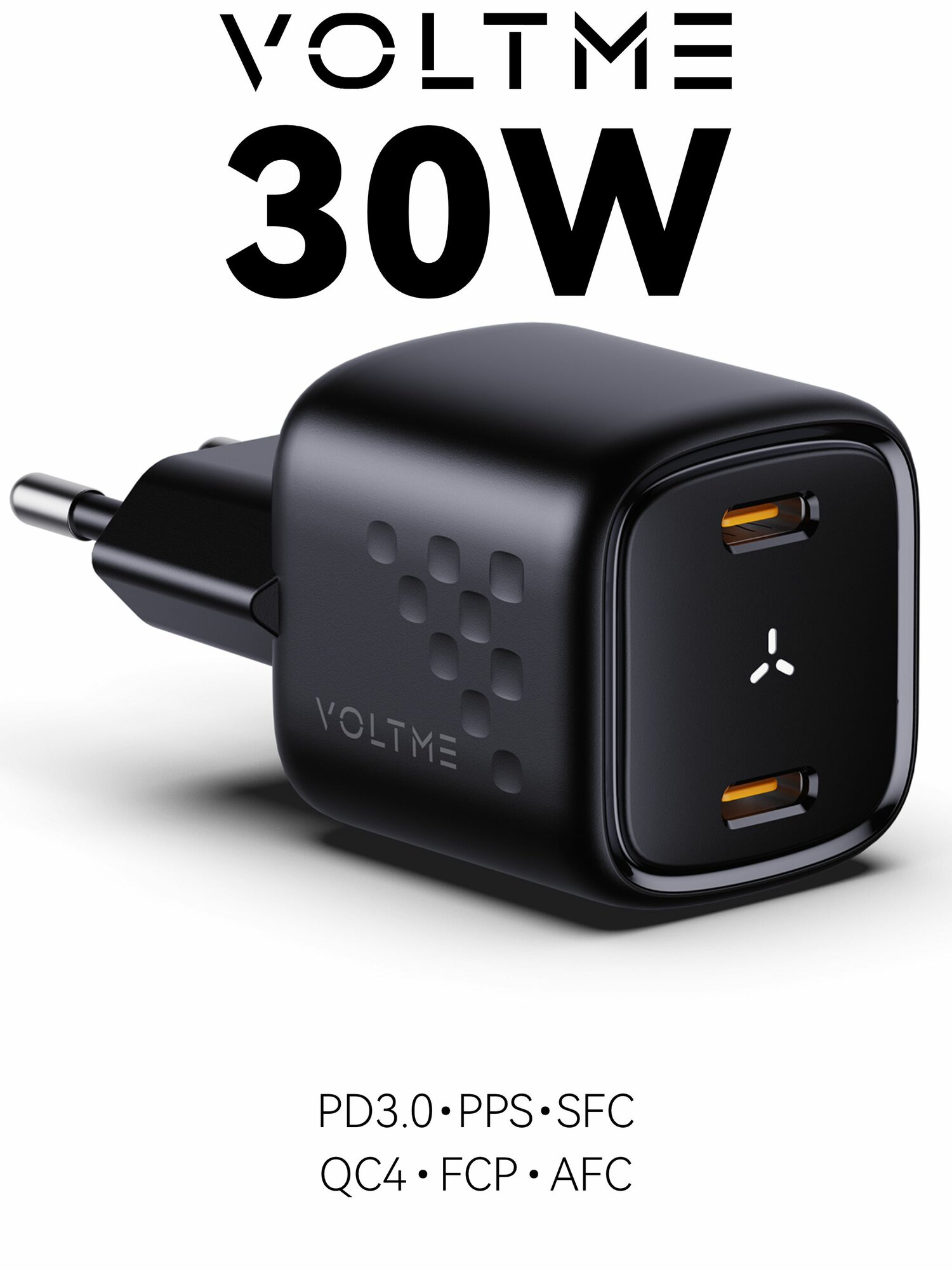 Зарядное устройство VOLTME Revo 30CC GaN, 30 Вт W, блок питания USB Type C / PD 3.0, QC4+, AFC SFC / Быстрая зарядка для телефона Samsung Xiaomi / Сетевой адаптер на планшет, черный Online Box
