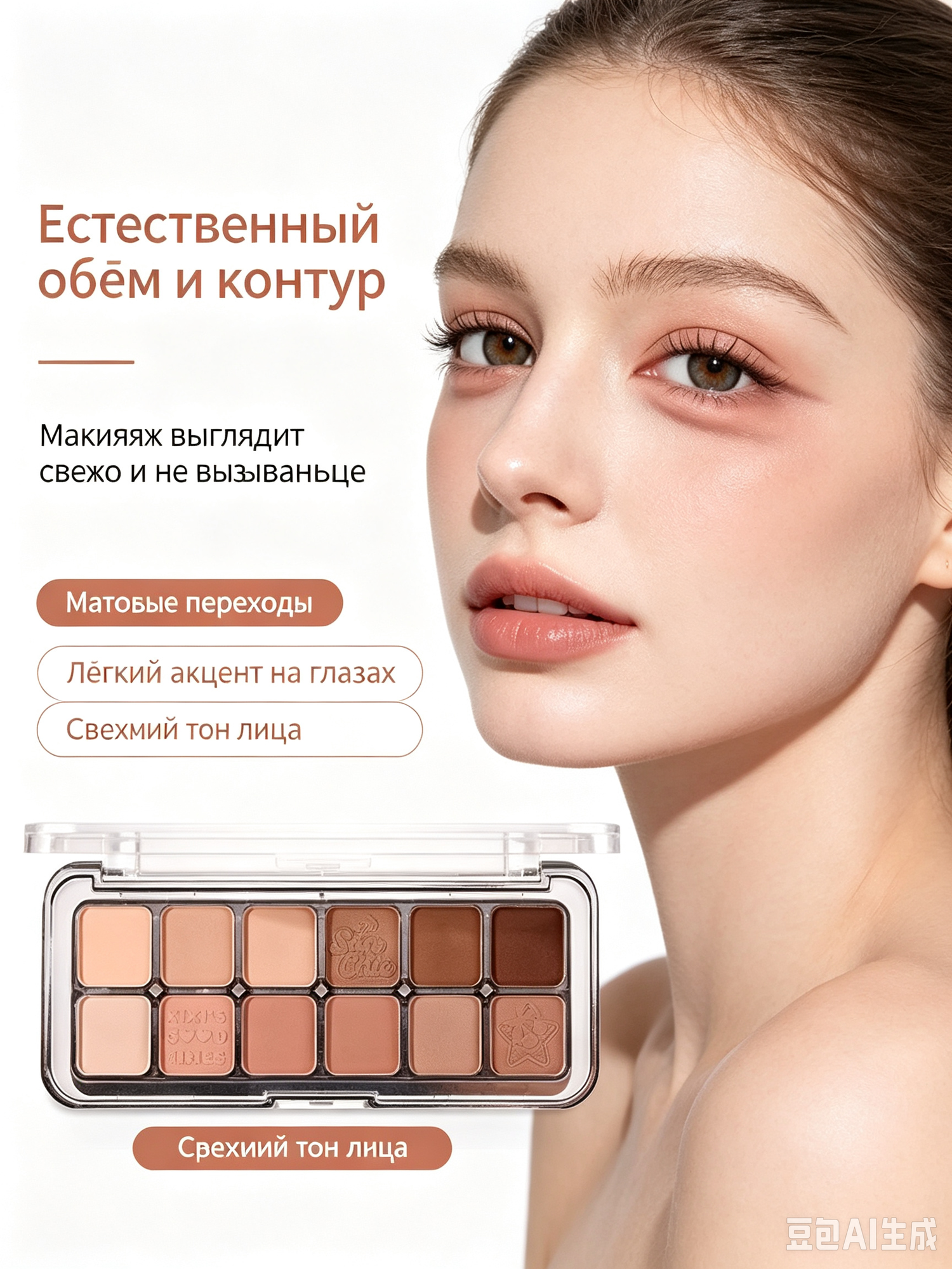 Палетка‑все в одном XIXI 12 оттенков, матовые тени, румяна, хайлайтер, бронзер, компактная для путешествий