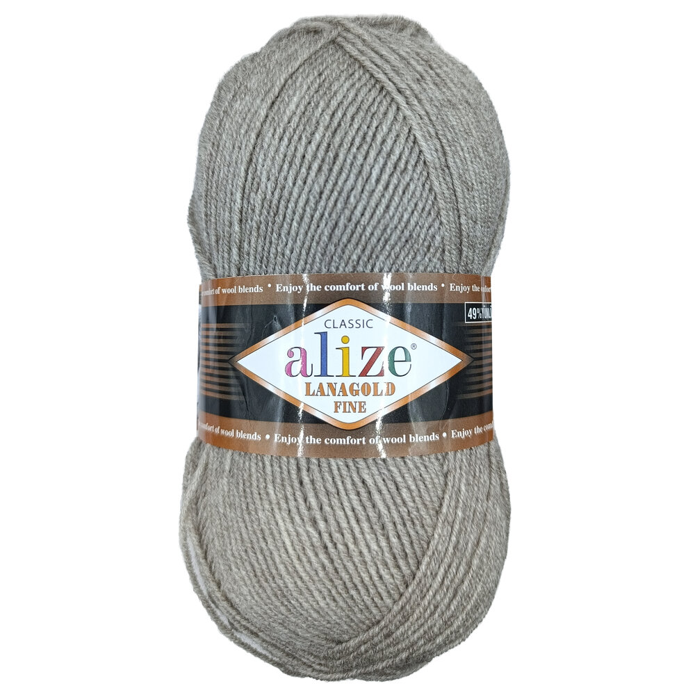 Пряжа для вязания Alize Lanagold fine 207 светло-коричневый 100 гр/390 м 49% шерсть, 51% акрил