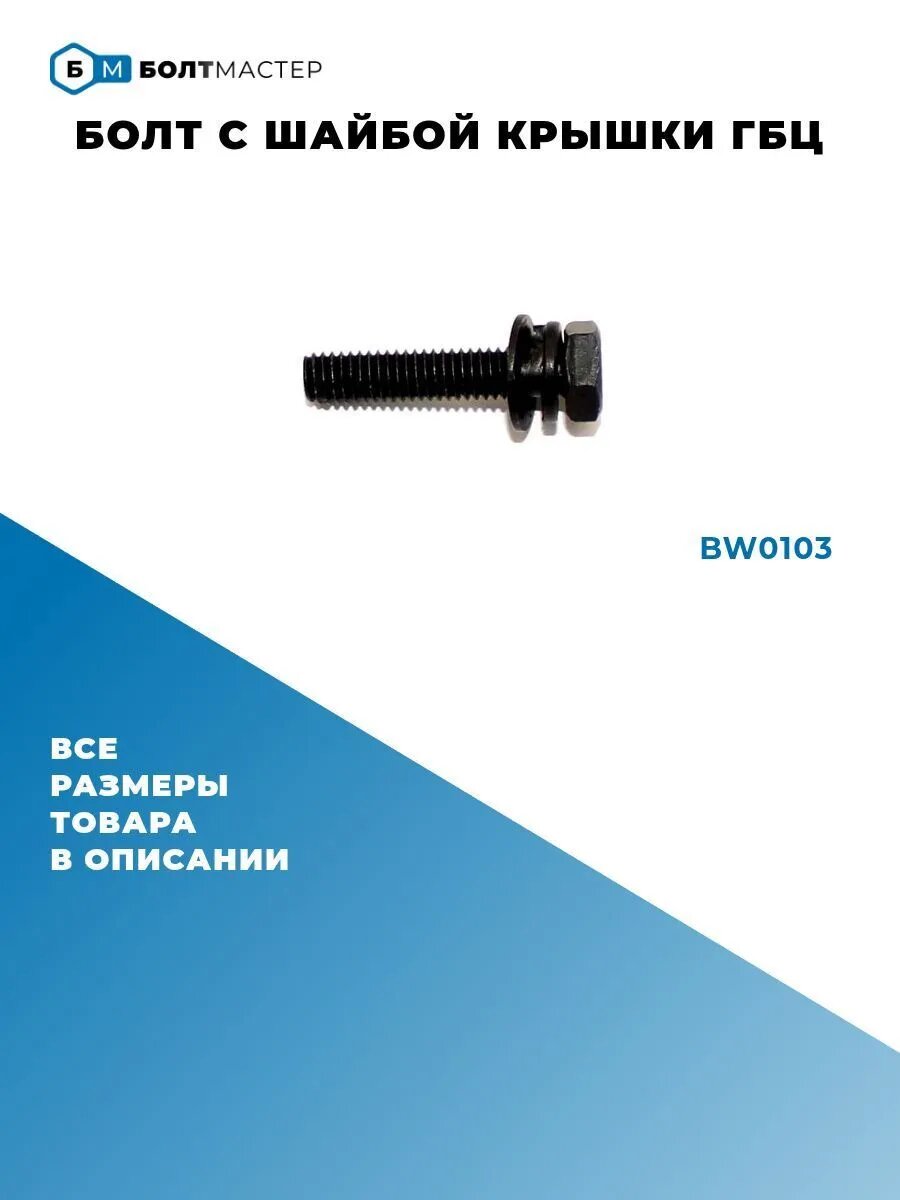 Болт с шайбой крышки ГБЦ M6x1x28-8 BW0103