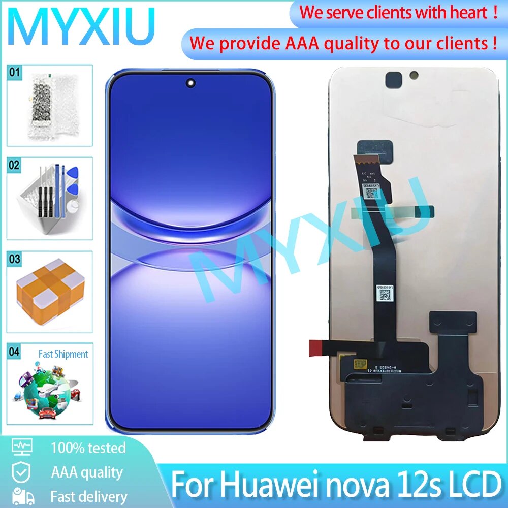 6,7-дюймовый OLED-дисплей для Huawei nova 12s FOA-AL00 FOA-LX9, дигитайзер экрана в Black NO Frame