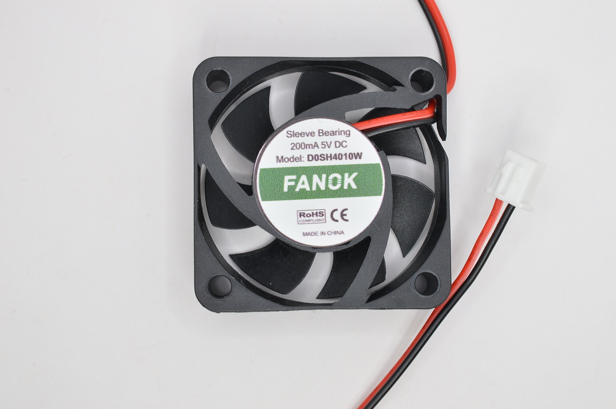 FANOK D0SH4010W Вентилятор осевой, 5В DC, 40x40x10мм, подшипник скольженияч, 9куб. м/ч, 6900об/мин, разъем 2PIN, 1шт