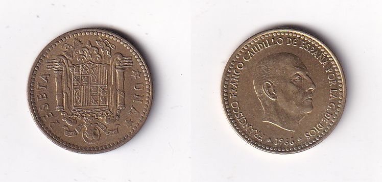 Испания 1 песета 1966 год