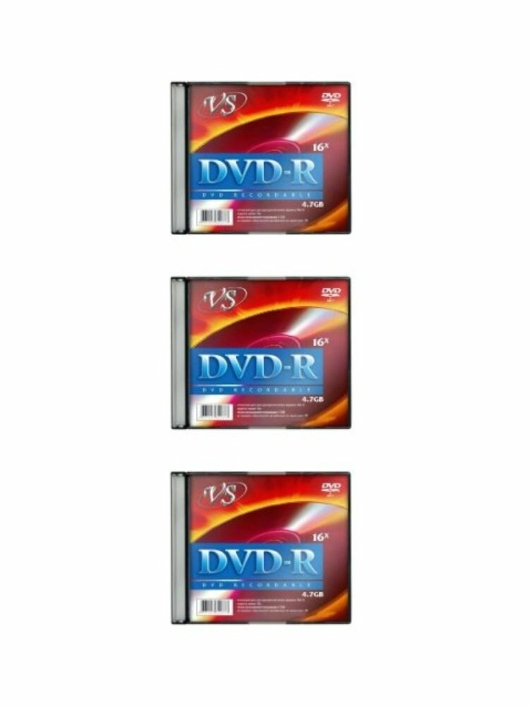 VS Носители информации DVD-R, 4.7 ГБ , 16x, 5 дисков, 3 уп