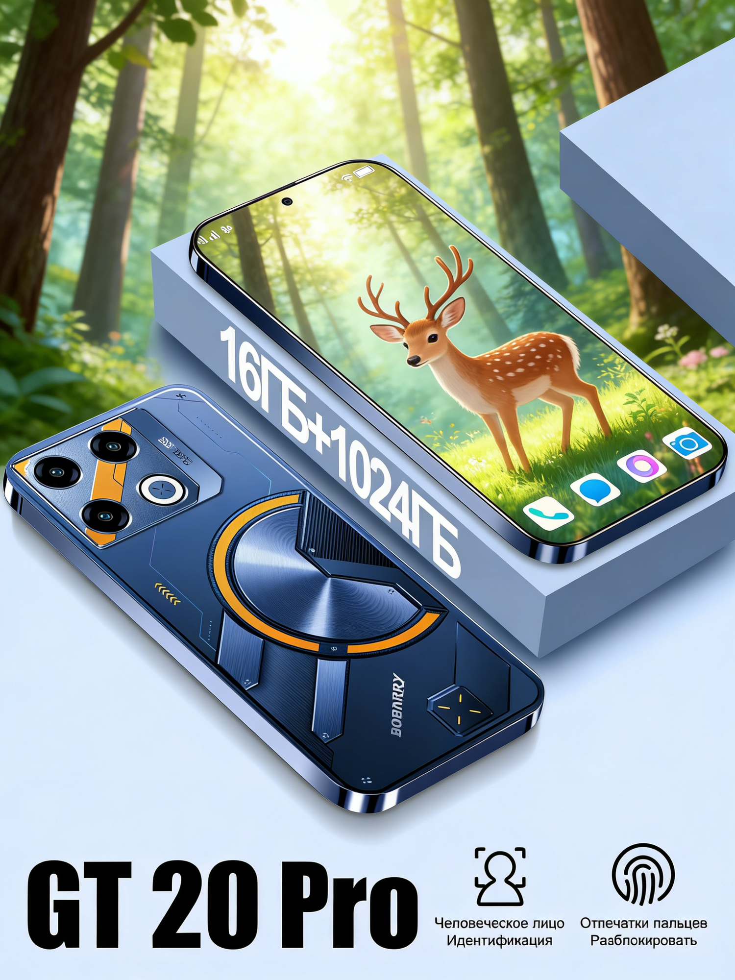 Смартфон GT20 Pro 5G Большой дисплей, быстрая зарядка, гарантия, игровой телефон NFC Snapdragon 8 Gen 3 6,82 дюйма 5G *47