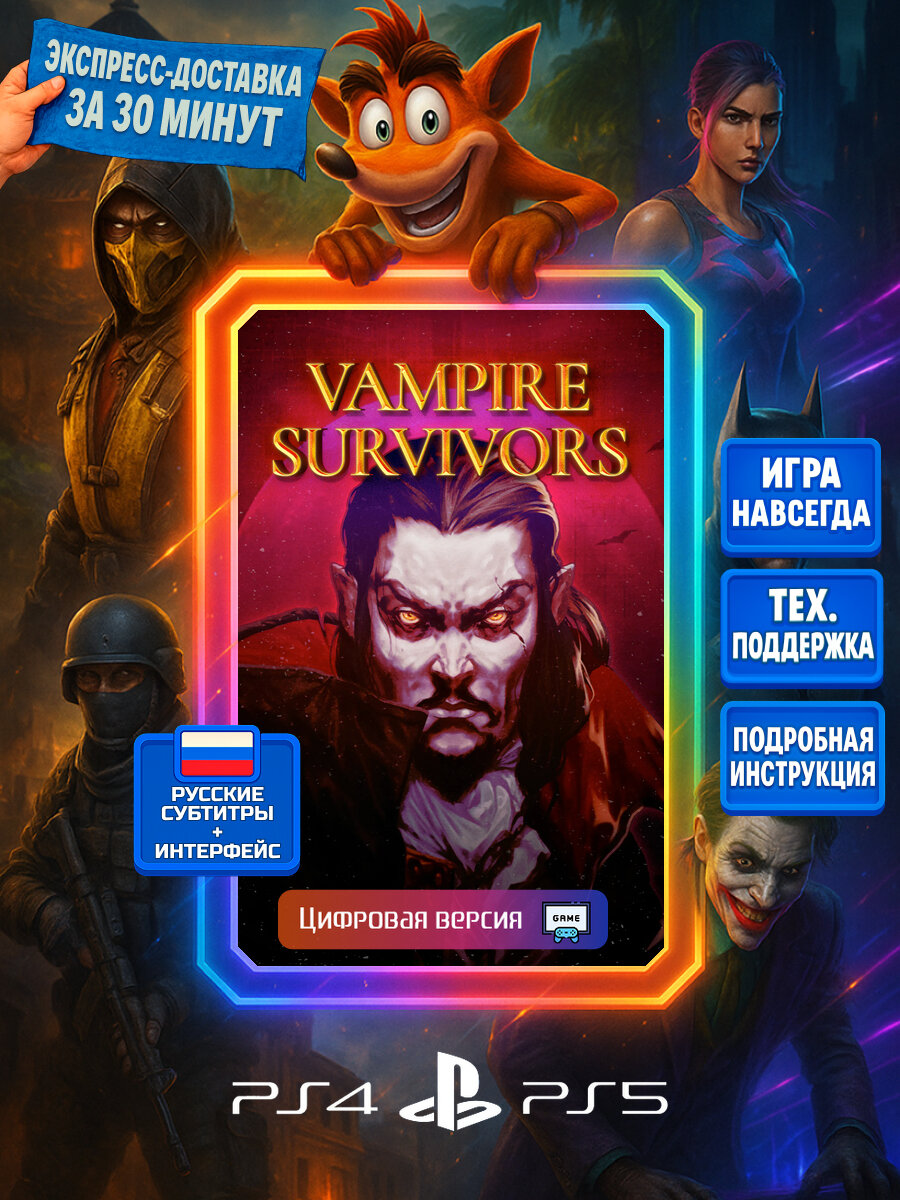 Vampire Survivors PS4/PS5 | Моментальная доставка | Русские субтитры и интерфейс | Боевики