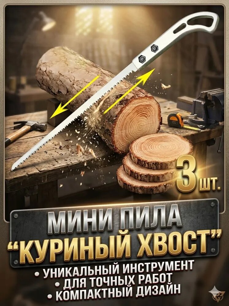 Ножовка по дереву ручная садовая, пила японская многофункциональная 360 мм для обрезки деревьев 3 шт