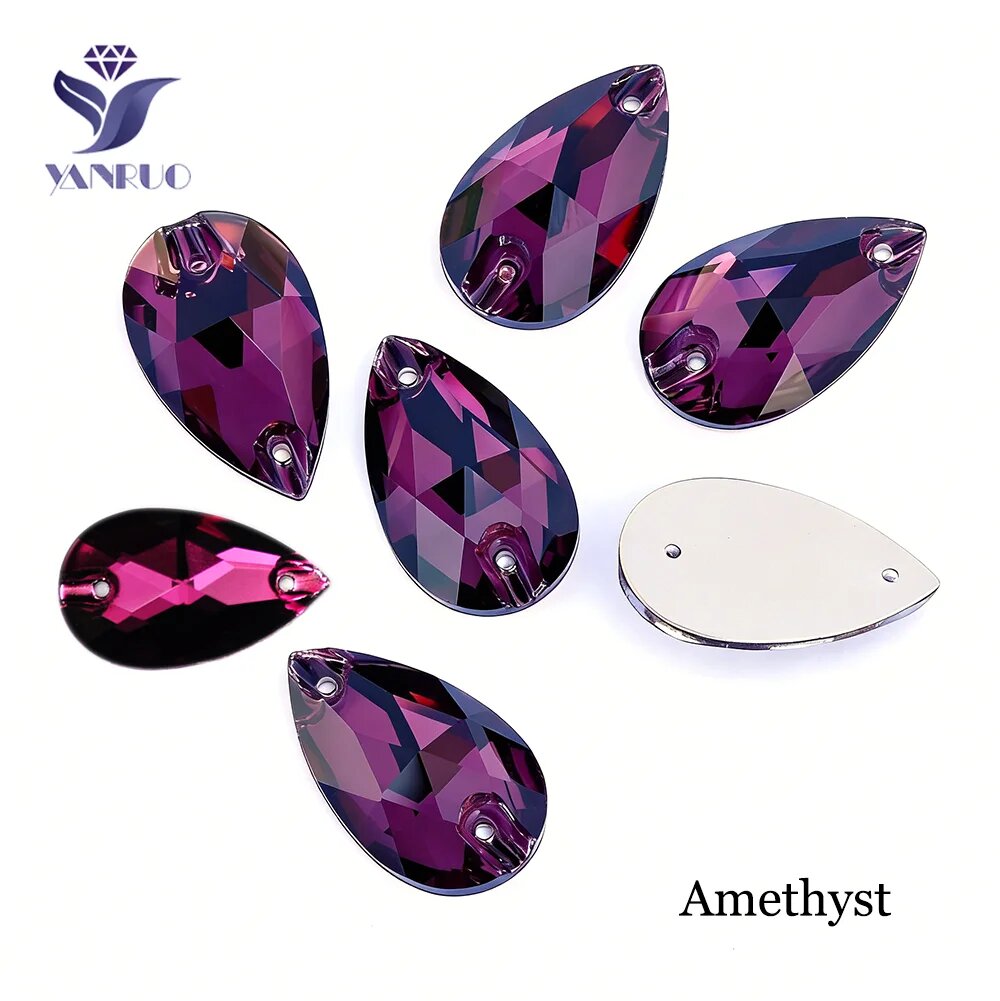 Кристаллы YANRUO 3230, 7x12mm, Аметист, Розовый, 42шт