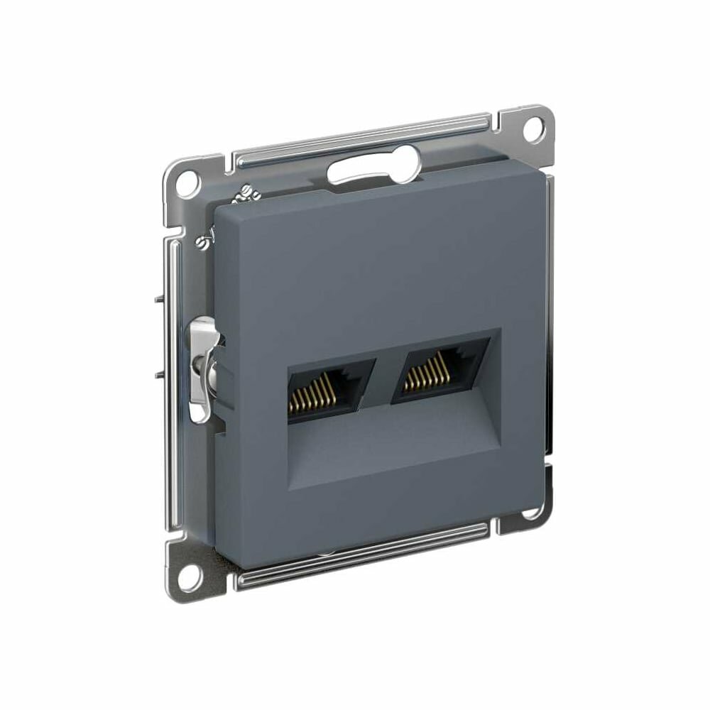 Розетка компьютерная двойная Systeme Electric AtlasDesign, RJ45+RJ45, кат.6А, механизм, Грифель ATN000788