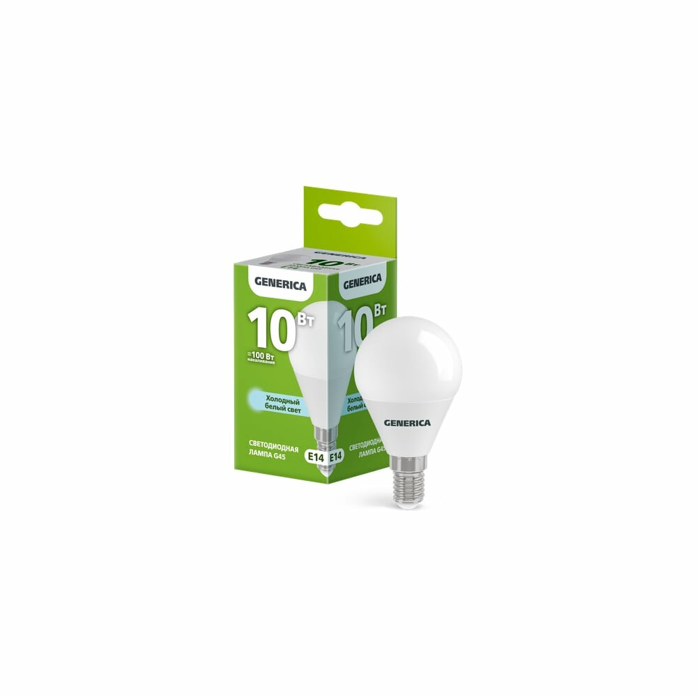 Лампа LED GENERICA G45 шар 10Вт 230В 6500К E14 LL-G45-10-230-65-E14-G