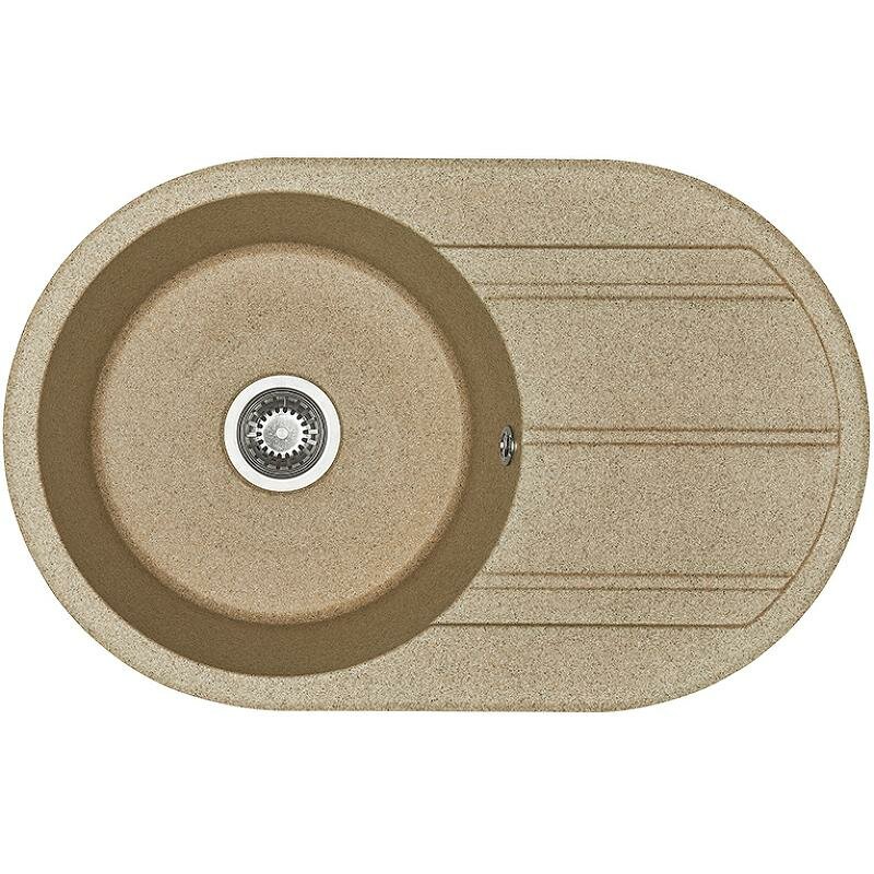 Мойка для кухни Aquaton 78х50 1A712932AI220 песочная, 1 чаша, литьевой мрамор