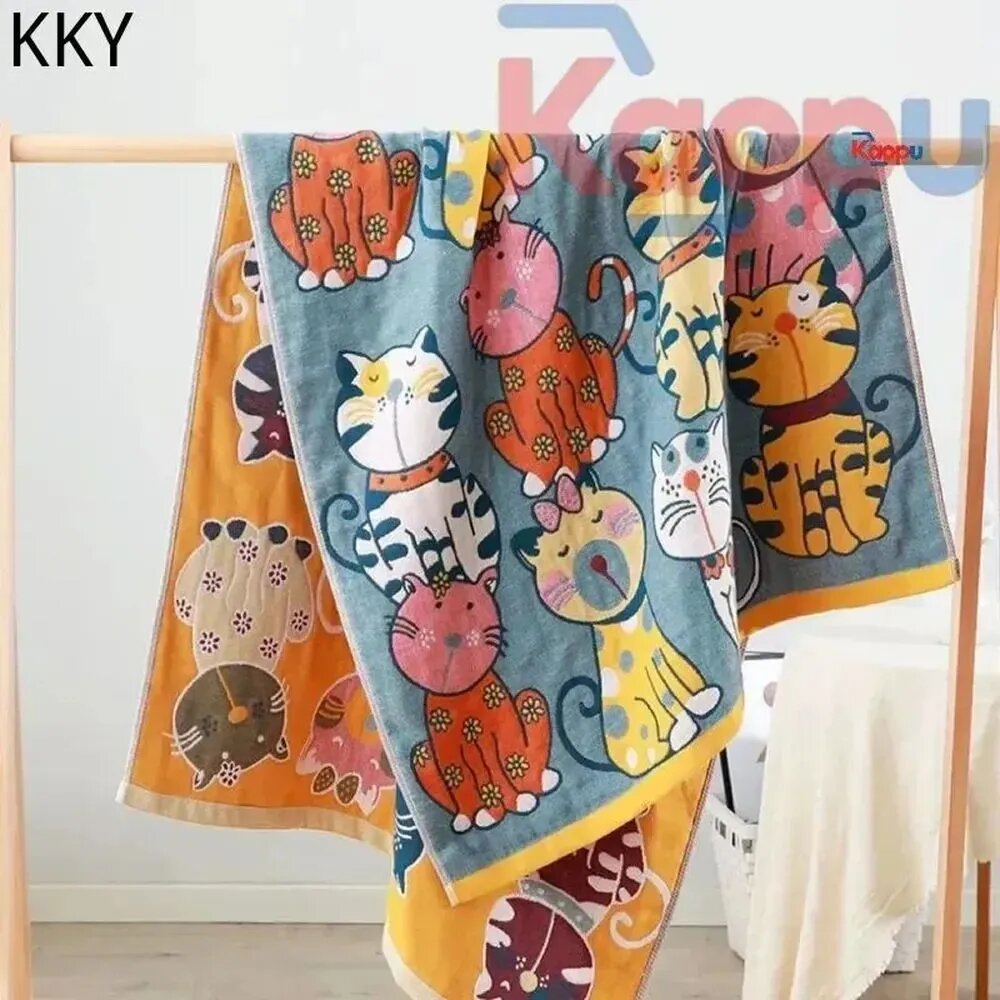 Полотенце для ванной, Хлопок, 80x165 см, оранжевый, белый, 1 шт.