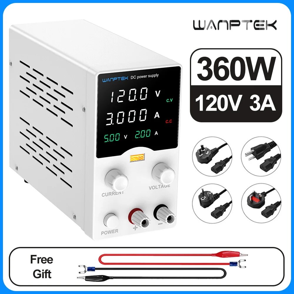 Источник постоянного тока лабораторный Wanptek 30В 10А регулируемый источник питания с быстрой зарядкой USB для ремонта мобильных телефонов, зарядки батарей