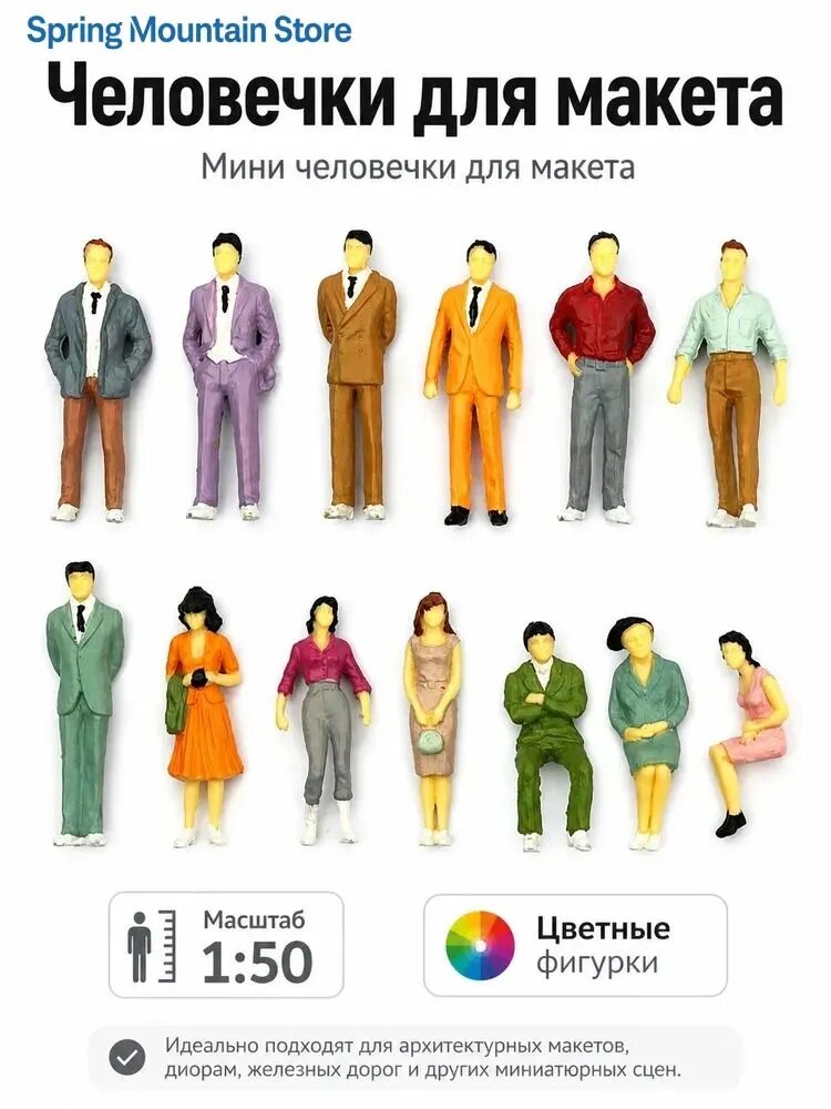 20 шт. Миниатюрные фигурки людей масштаб 1:50 Пассажиры для макета, модели для архитектурных проектов и железной дороги