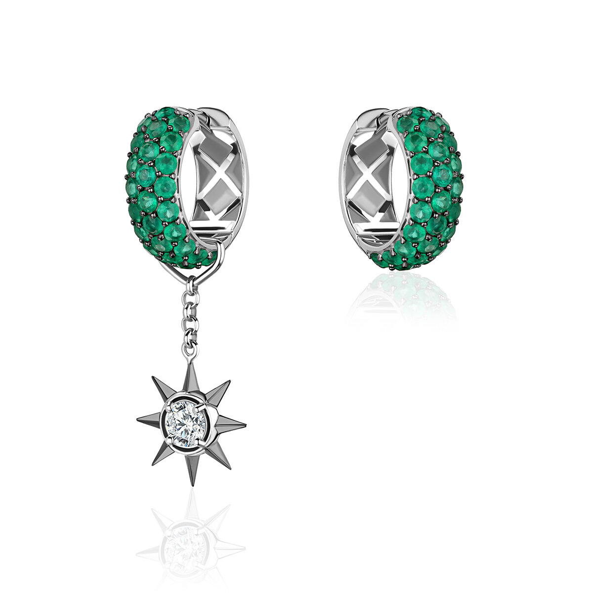 Серьги, золото, 585 проба, бриллиант, агат