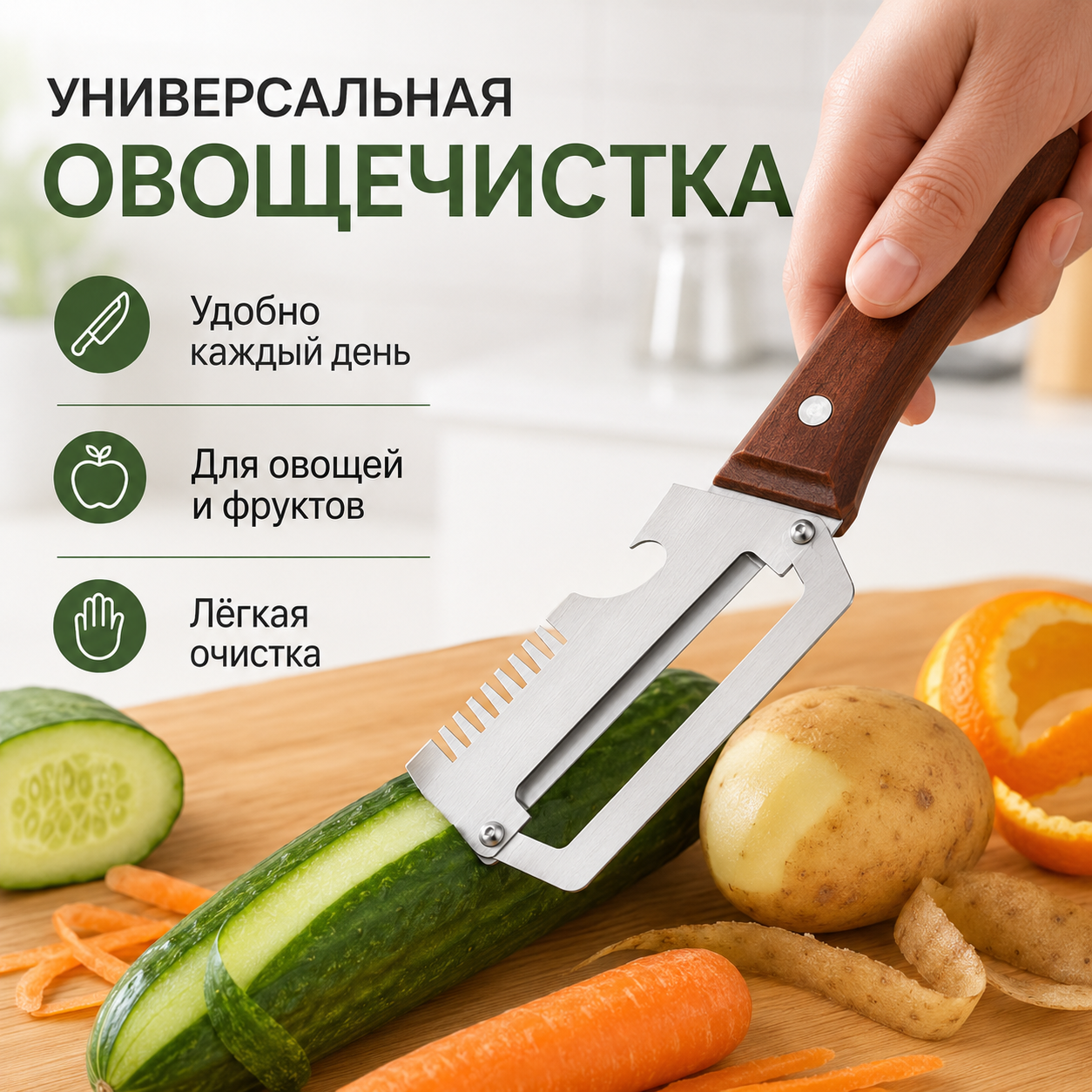 3 в 1, Нож овощечистка+открывалка, Нарезка лука и фруктов,1 шт.
