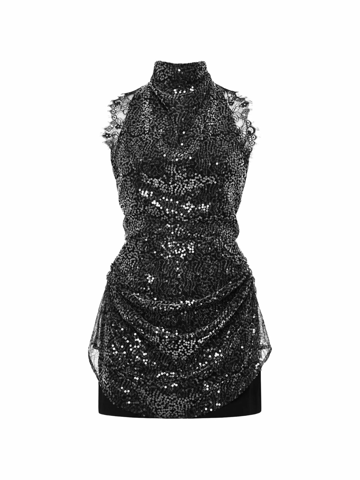 Платье Sequin-embellished lace-trim mini dress
