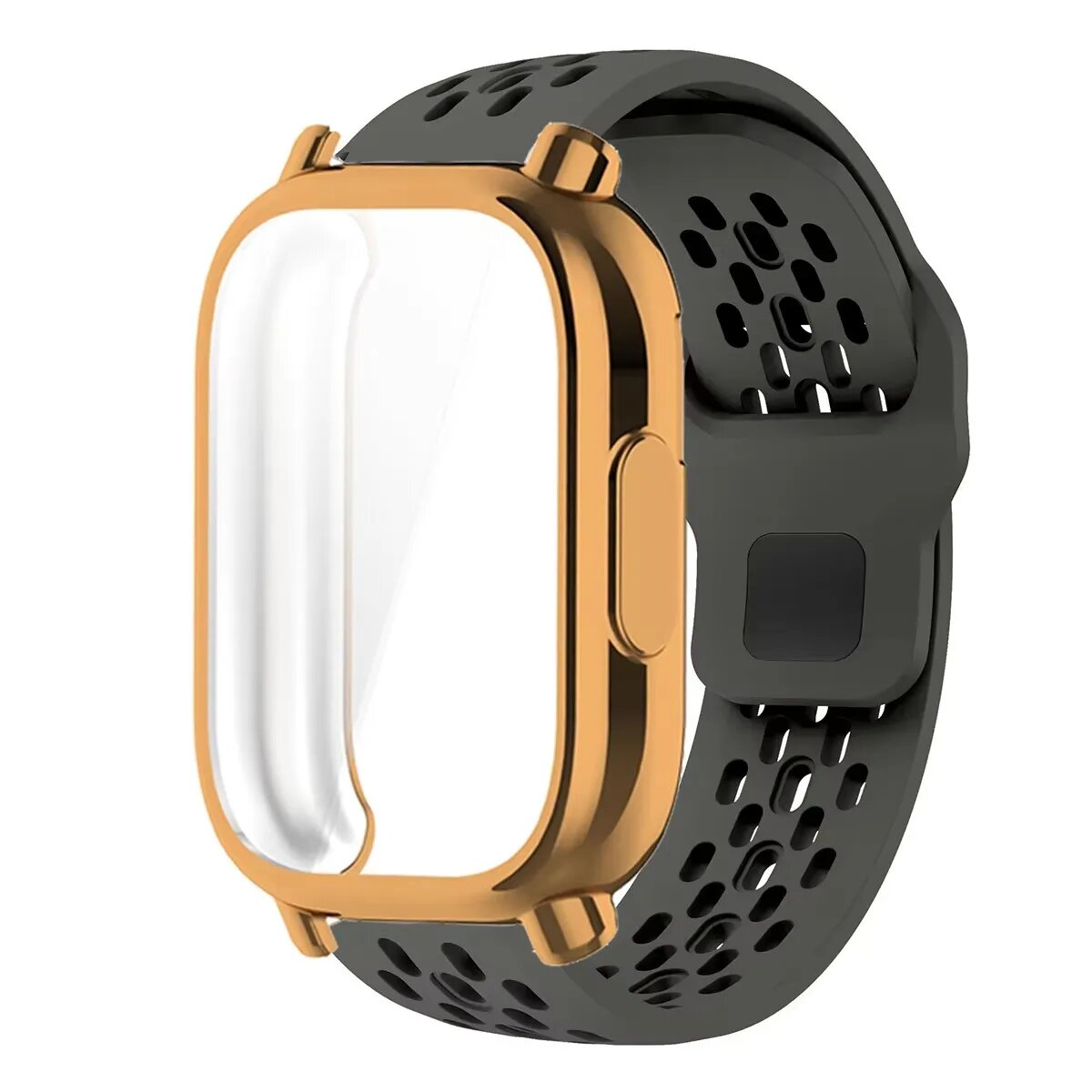 Силиконовый ремешок для Redmi Watch 5 Lite + чехол для Redmi Redmi Watch 5 Active, grey-rose gold