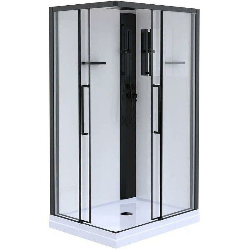 Душевая кабина Esbano Muse 100x80 ESKM108CKRL черный профиль, без гидромассажа, левая