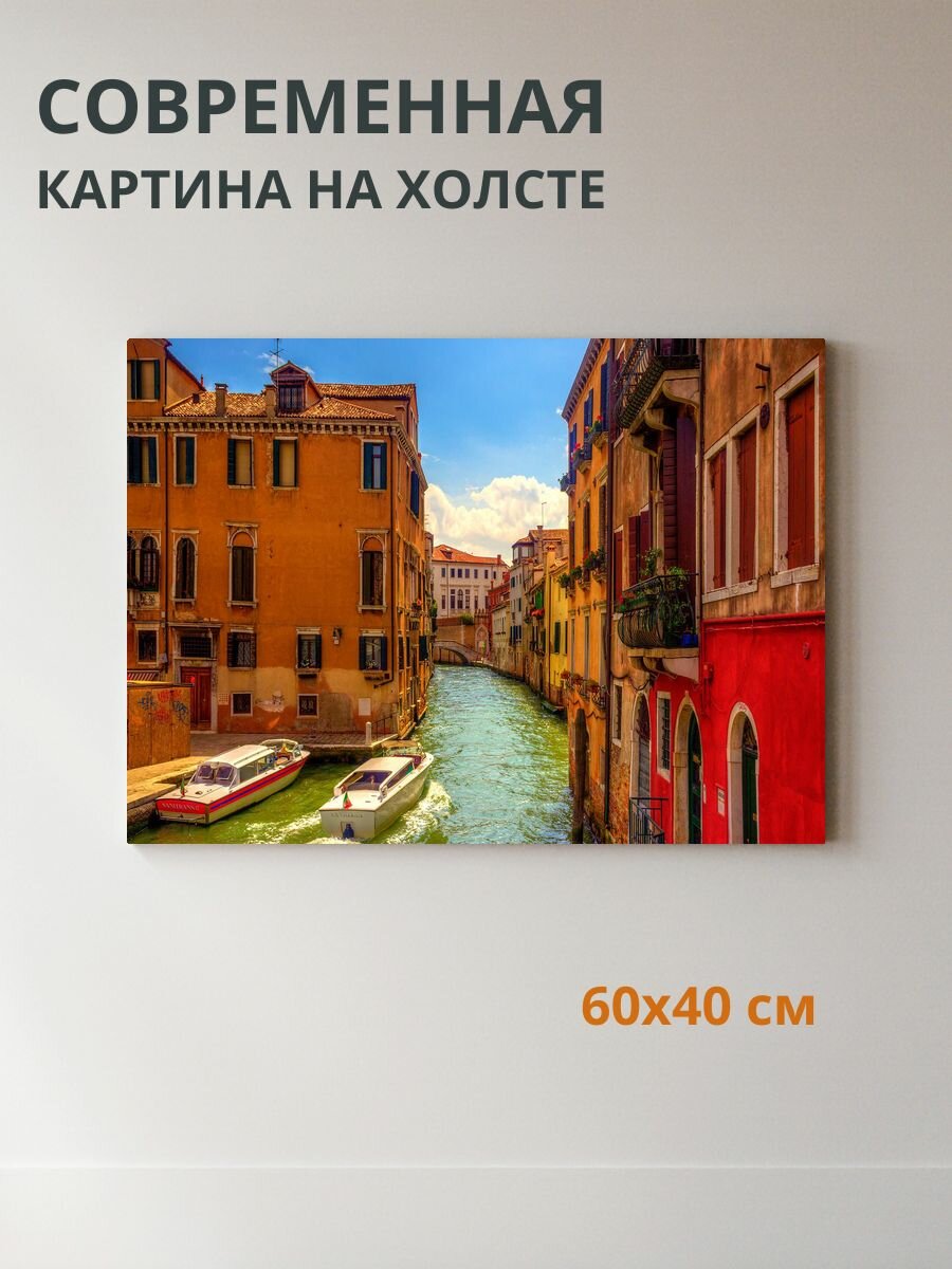 Картина на холсте Лодки и здания во Венеции 60x40 см