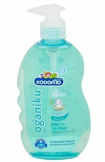 Lion Kodomo Organic Olive Oil Шампунь-гель детский от макушки до пяток с 0 месяцев без слез с оливковым маслом 400 мл с дозатором