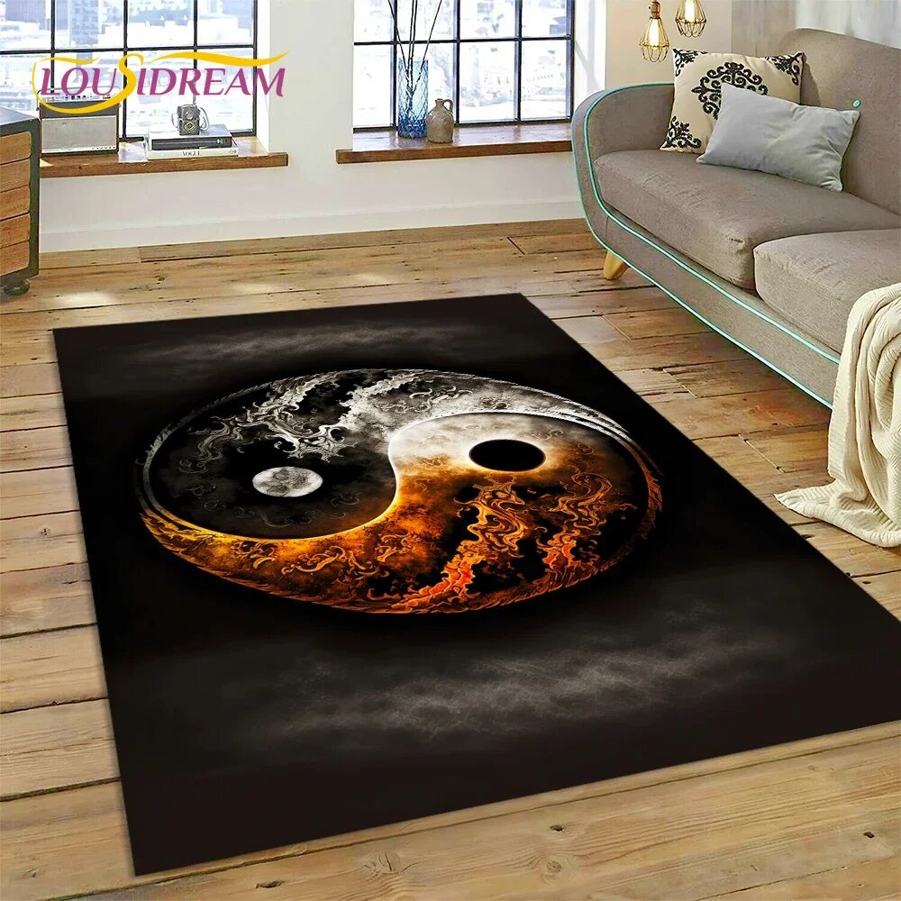 Коврик в гостиную LOUSIDREAM, черный, 100x150см, Yin Yang
