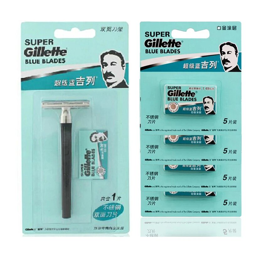 Gillette Super Blue Стальная бритва 1 handle 21 blades