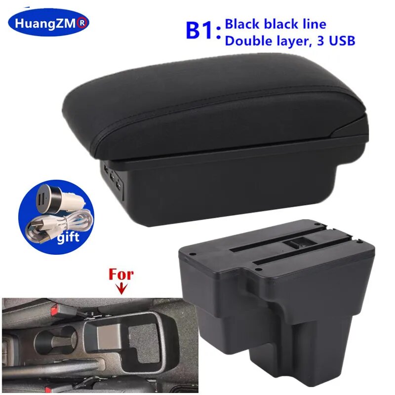 Подлокотник для KIA RIO, обновленная коробка для хранения деталей KIA STONIC, KIA B1 Black line 3USB