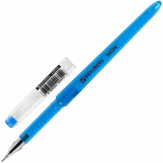 Ручка гелевая Brauberg DIAMOND NEON, черная, корпус ассорти, игольчатый узел 0,5 мм, линия письма 0,25 мм, 144132