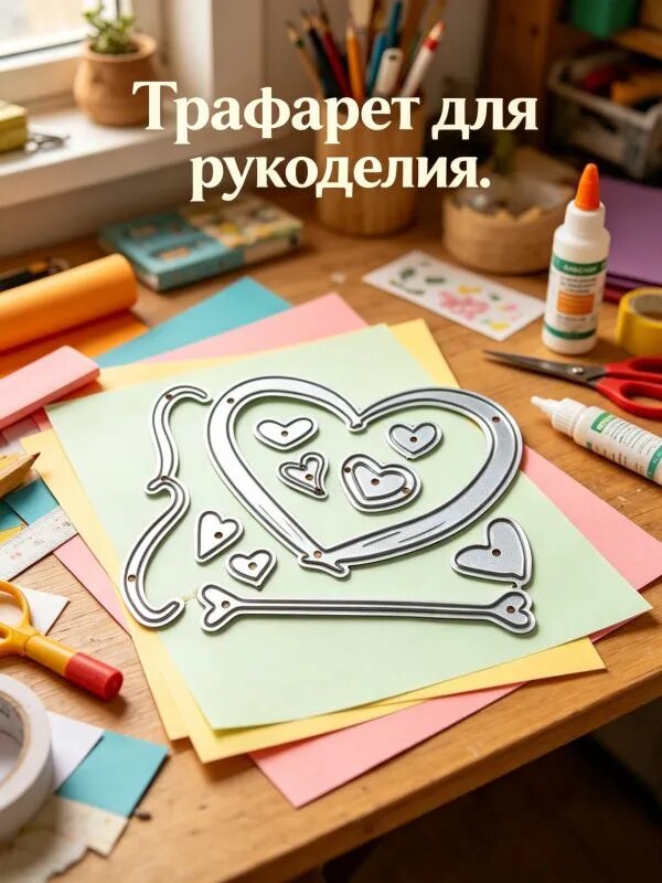 Металлический вырубной штамп "Сердце" для творчества и эмбоссинга